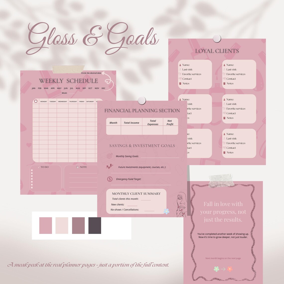Gloss & Goals Planner – Printable Undated Beauty Business Planner ...