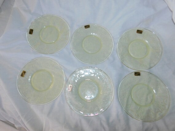 Home & Living Vintage Topaz Depression Glass 6 Plates Set of 4 Cameo ...