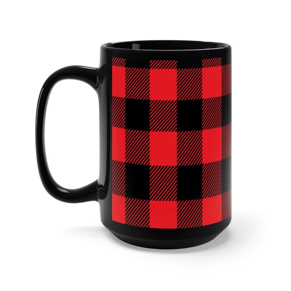 Classic Red Black Buffalo Check Mug, 15 Oz, Breakfast Tea Cup, Cozy ...