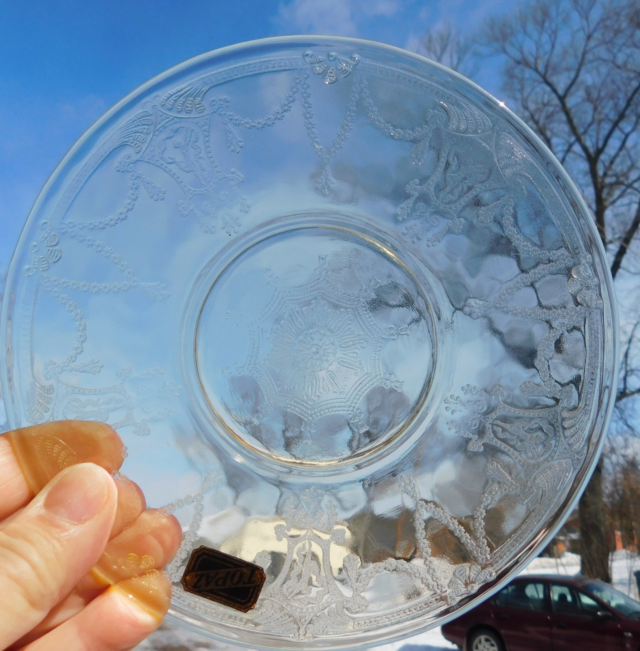 Home & Living Vintage Topaz Depression Glass 6 Plates Set of 4 Cameo ...