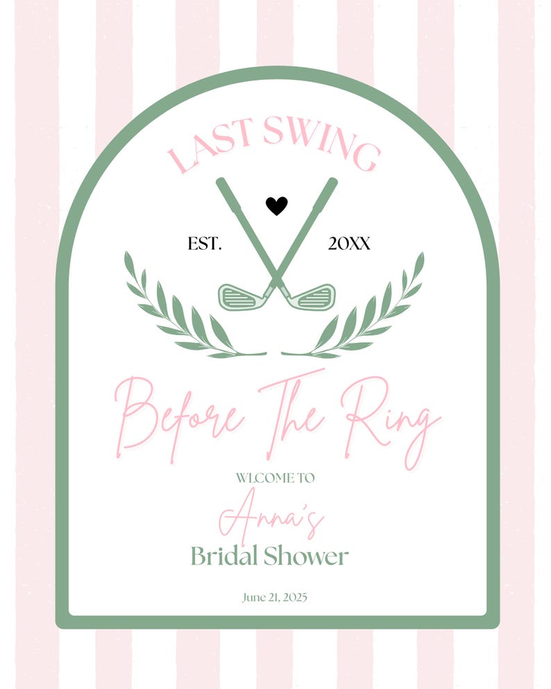 Last Swing Before the Ring Welcome Sign: Golf Bridal Shower Decor ...