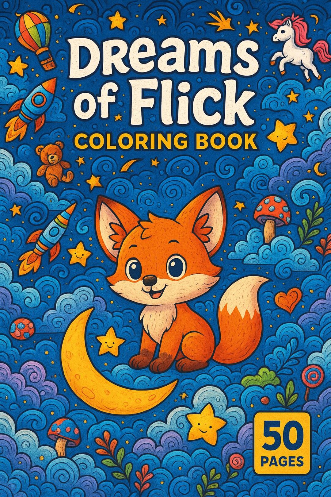 Dreams of Flick – Magical Fox Coloring Book | 50 Pages | Kids Coloring ...