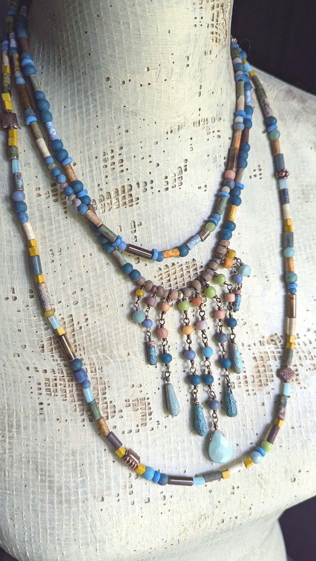 Merimde Baubles: Ancient Egyptian Style Necklace Set With Rustic Beads ...