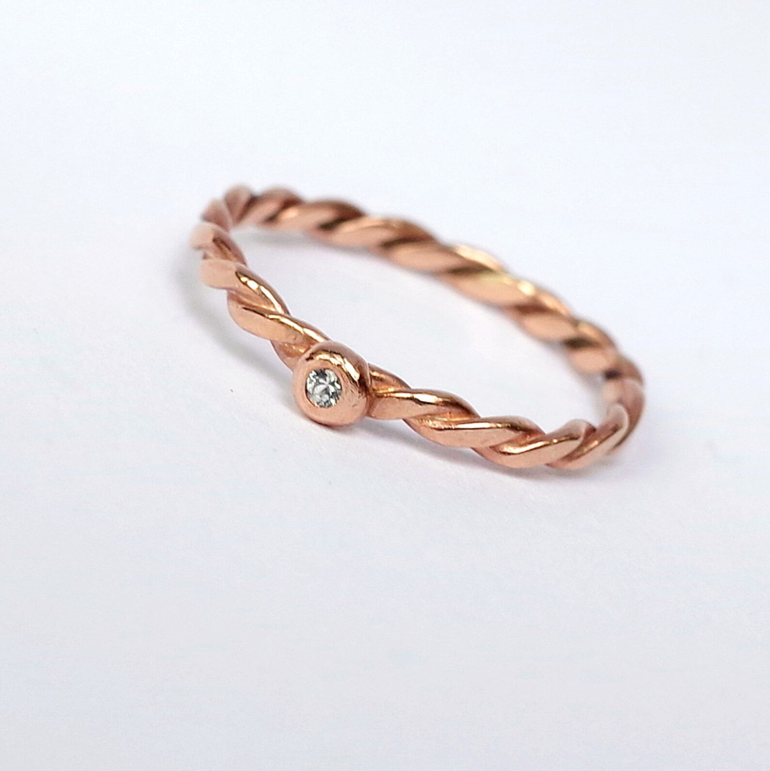 Simple Rose Gold Engagement Ring With White Sapphire Size - Etsy