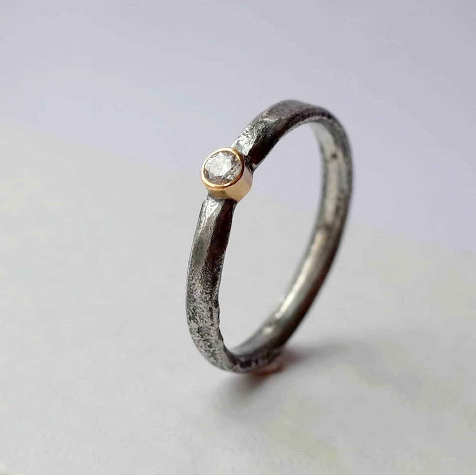 Rustic Diamond With 3mm Diamond - Conflict Free Engagement Ring ...