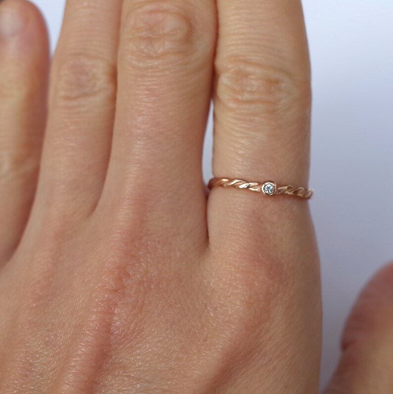 Simple Rose Gold Engagement Ring With White Sapphire Size - Etsy