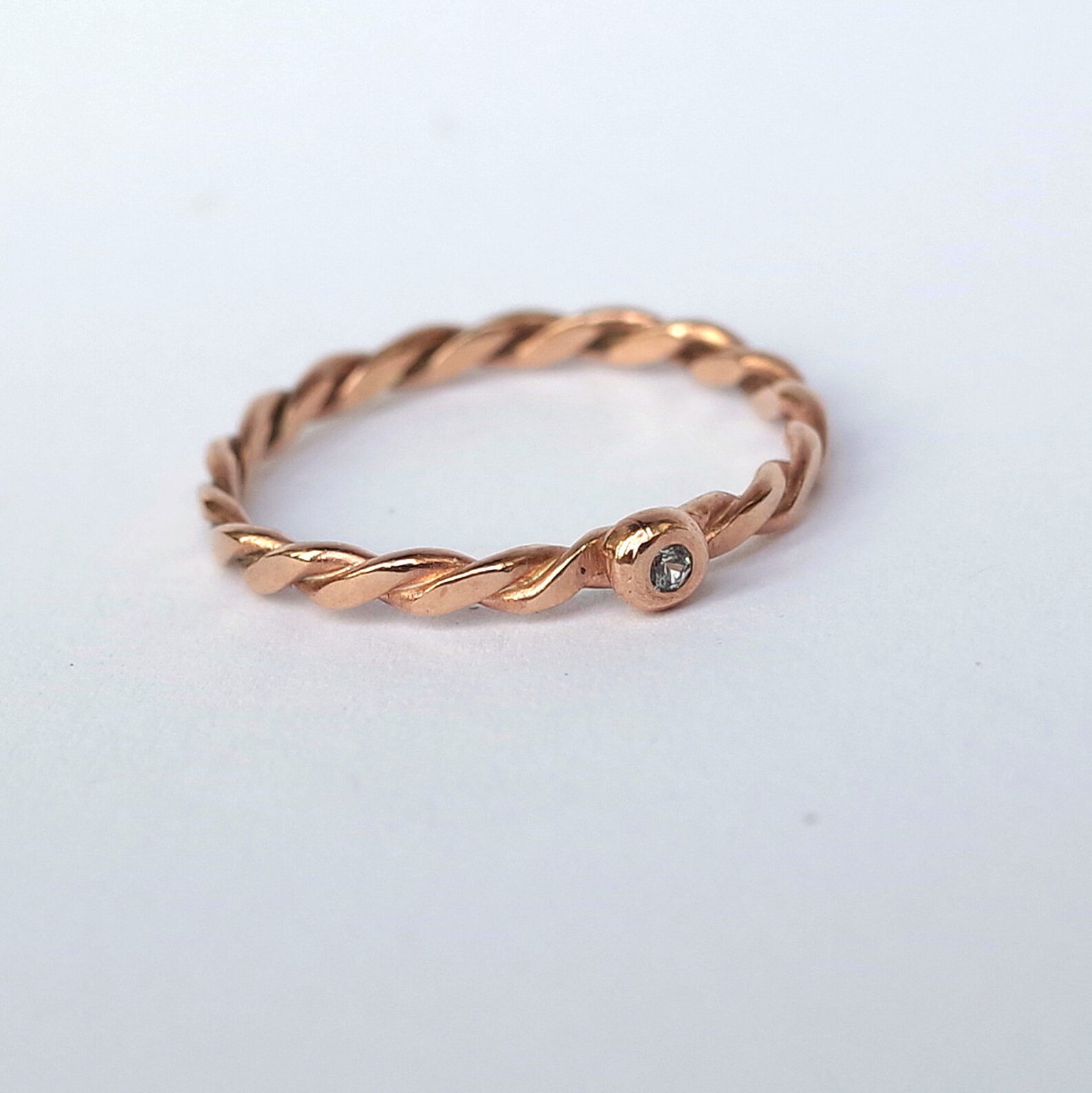 Simple Rose Gold Engagement Ring With White Sapphire Size - Etsy