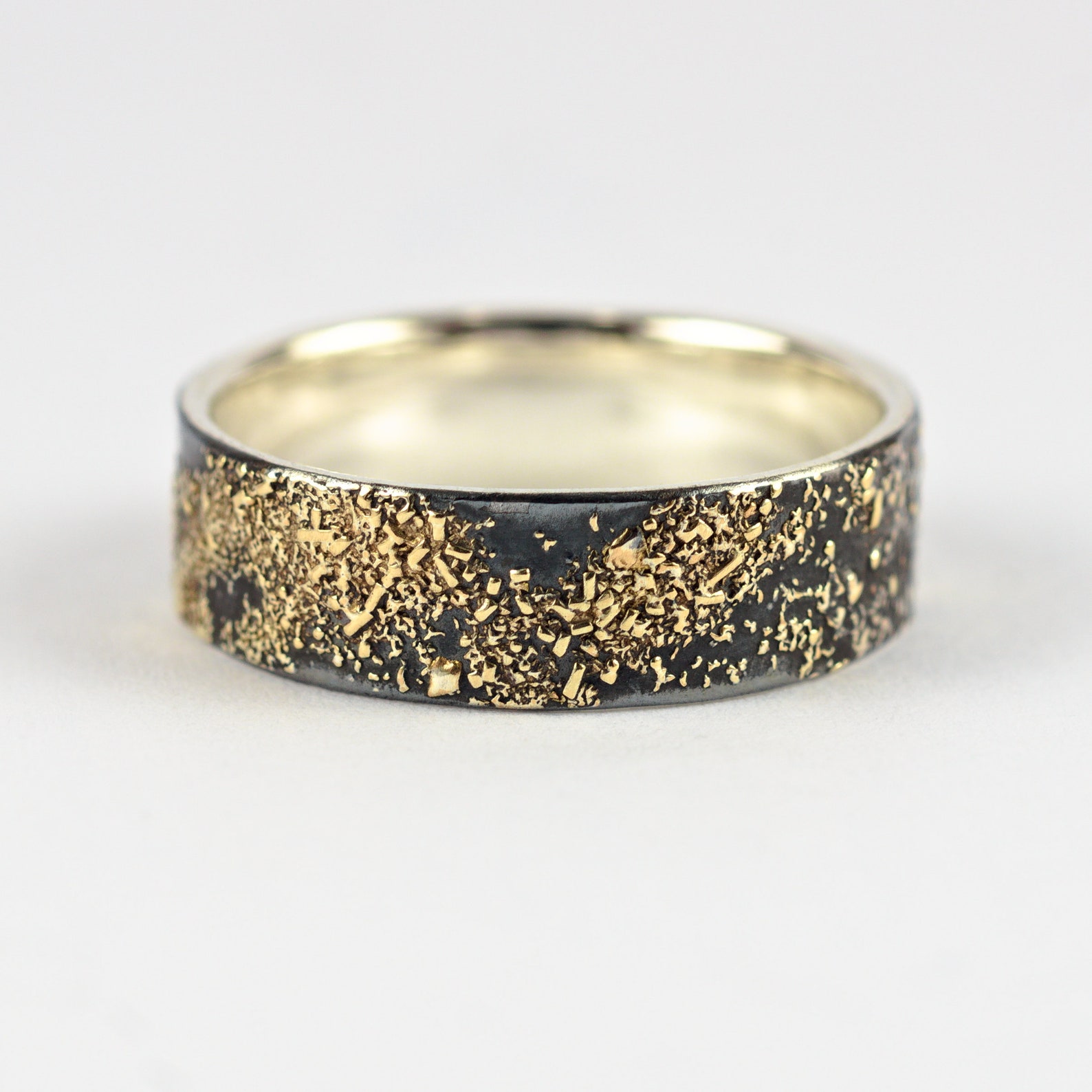 Gold Chaos Rustic Men's Wedding Ring in 18kt Gold and - Etsy