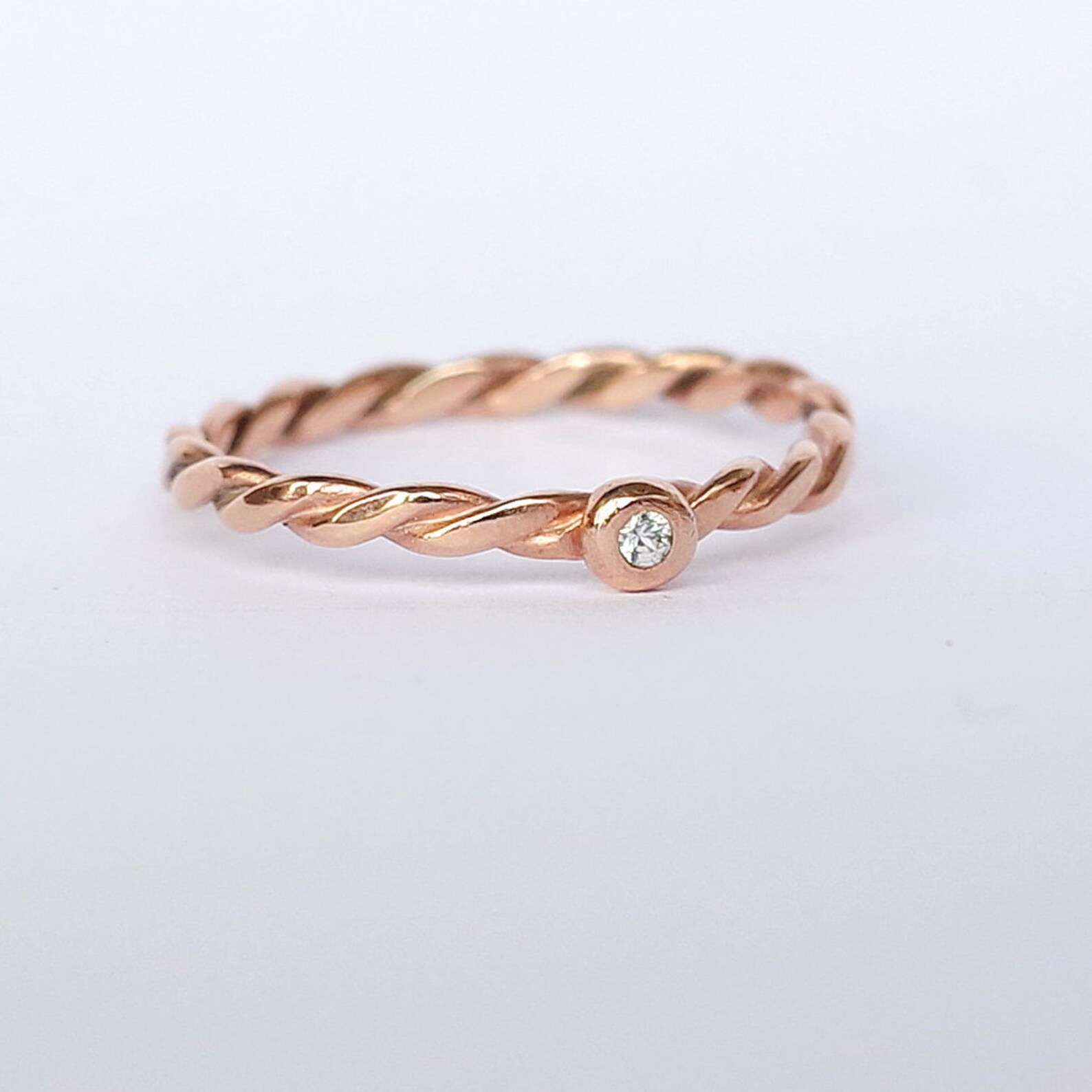 Simple Rose Gold Engagement Ring With White Sapphire Size - Etsy