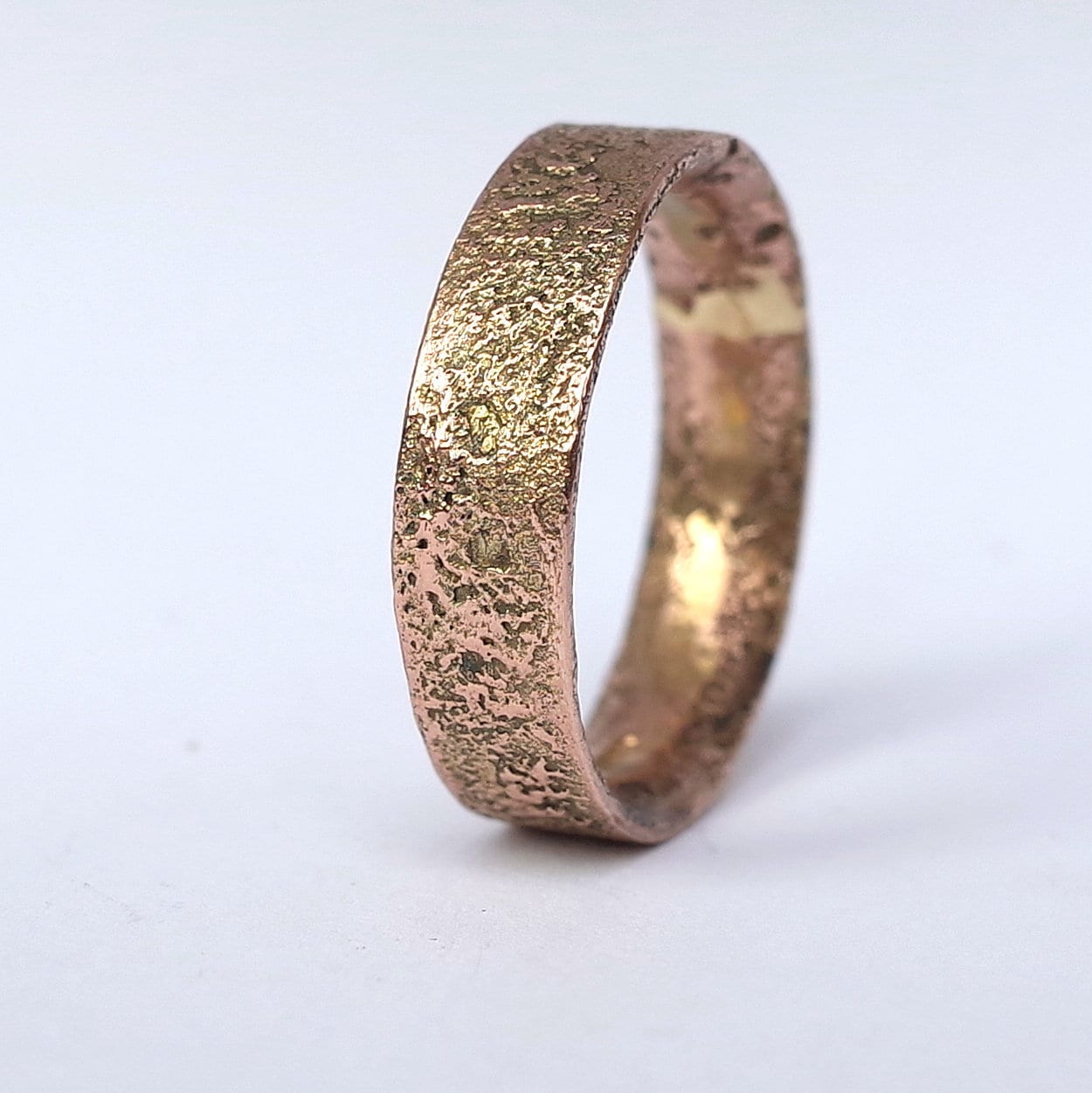 Rustic Gold Engagement Ring for Men in 9k Rose Gold, 6mm Wide - Etsy