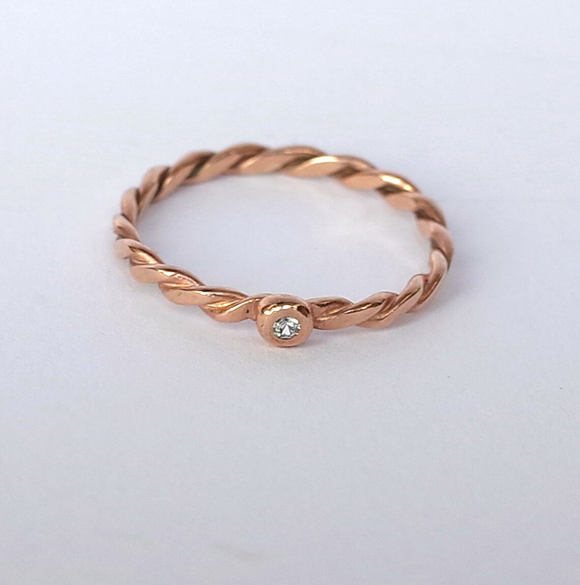 Simple Rose Gold Engagement Ring With White Sapphire Size | Etsy