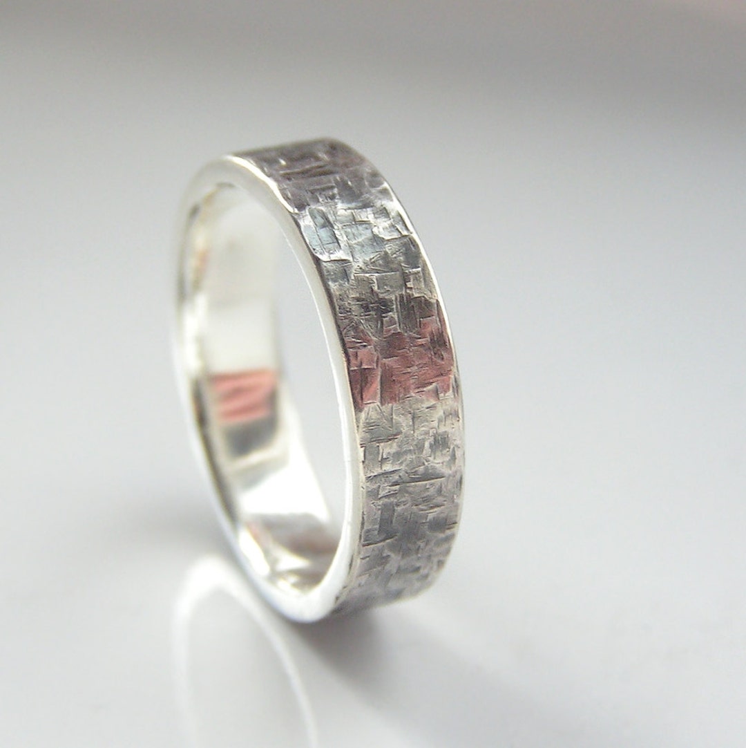 Rock Texture Ring - Sterling Silver Textured Hammered Men's Ring - Etsy
