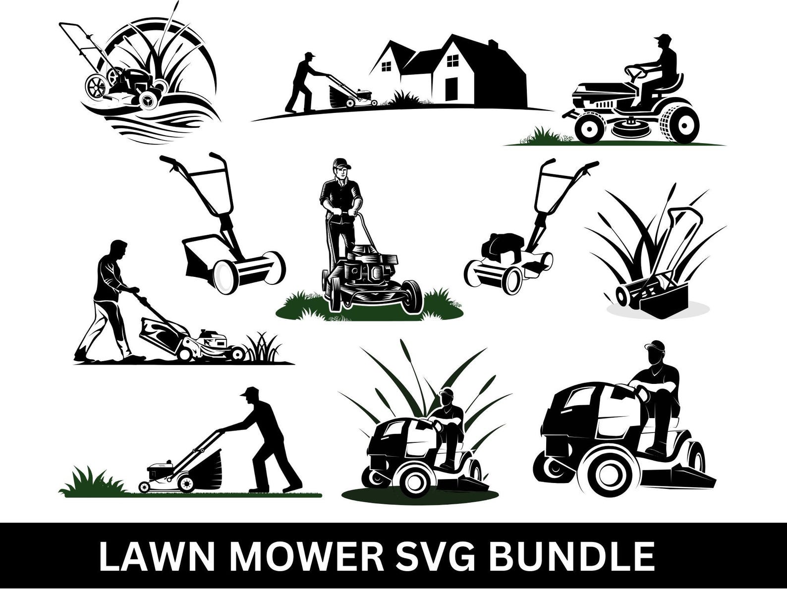 Lawn Mower SVG Bundle, Lawn Mower Vector, Lawn Mower Outline, Lawn ...