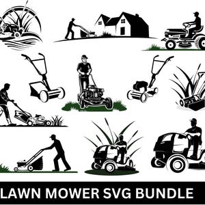 Lawn Mower SVG Bundle, Lawn Mower Vector, Lawn Mower Outline, Lawn ...