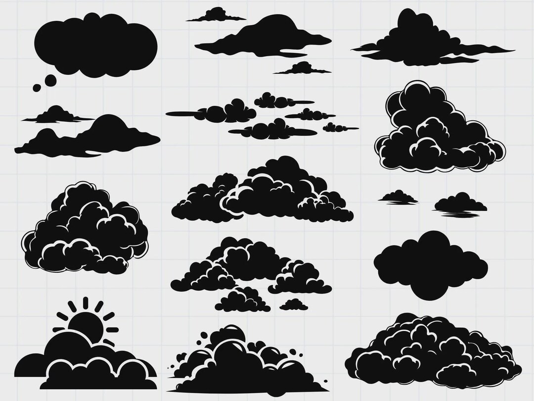 Cloud SVG Bundle, Cloud Silhouette, Cloud Shape Vector, Cloud Clip Art ...