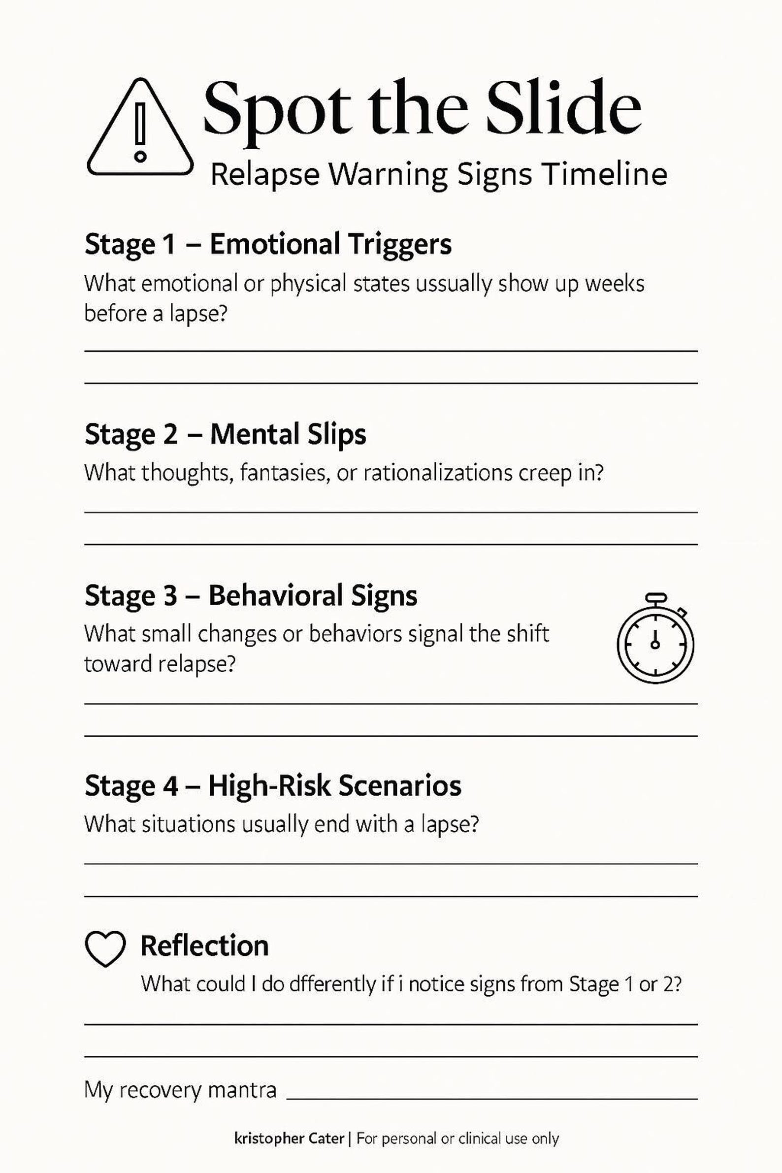 Spot the Slide: A Relapse Warning Signs Timeline Worksheet - Etsy