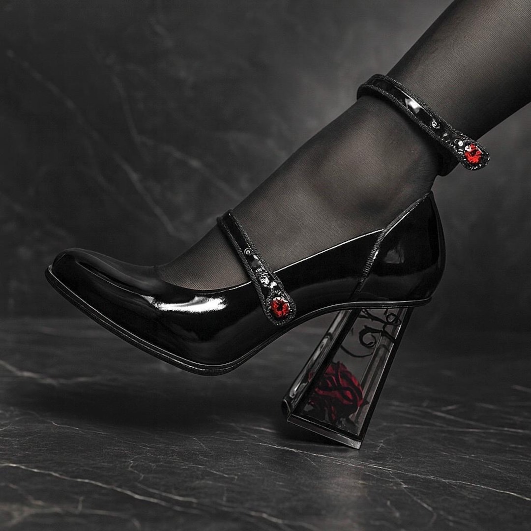 Gothic Mary Jane High Heels – Women’s Black Platform Pumps With Buckle ...