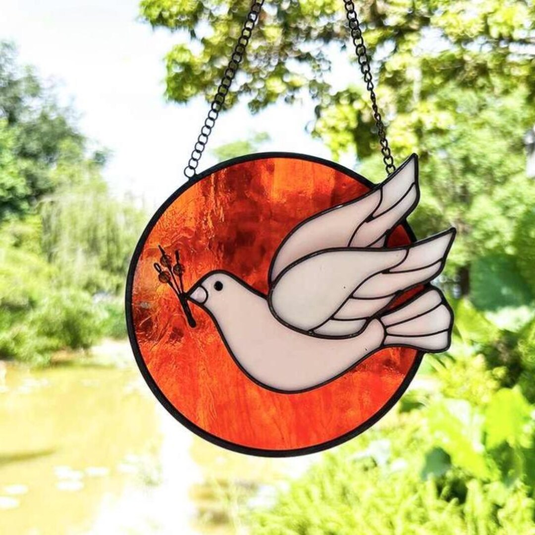 Handcrafted Stained Glass Pigeon Suncatcher – Metal Framed Window ...
