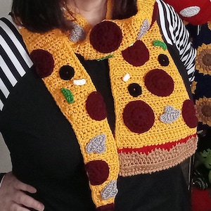 Pizza Scarf, Pepperoni, Mushroom, Olive, Onion, Bell Peper, Crochet ...