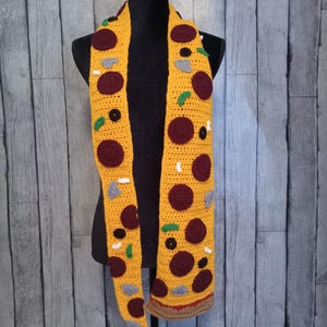 Pizza Scarf, Pepperoni, Mushroom, Olive, Onion, Bell Peper, Crochet ...