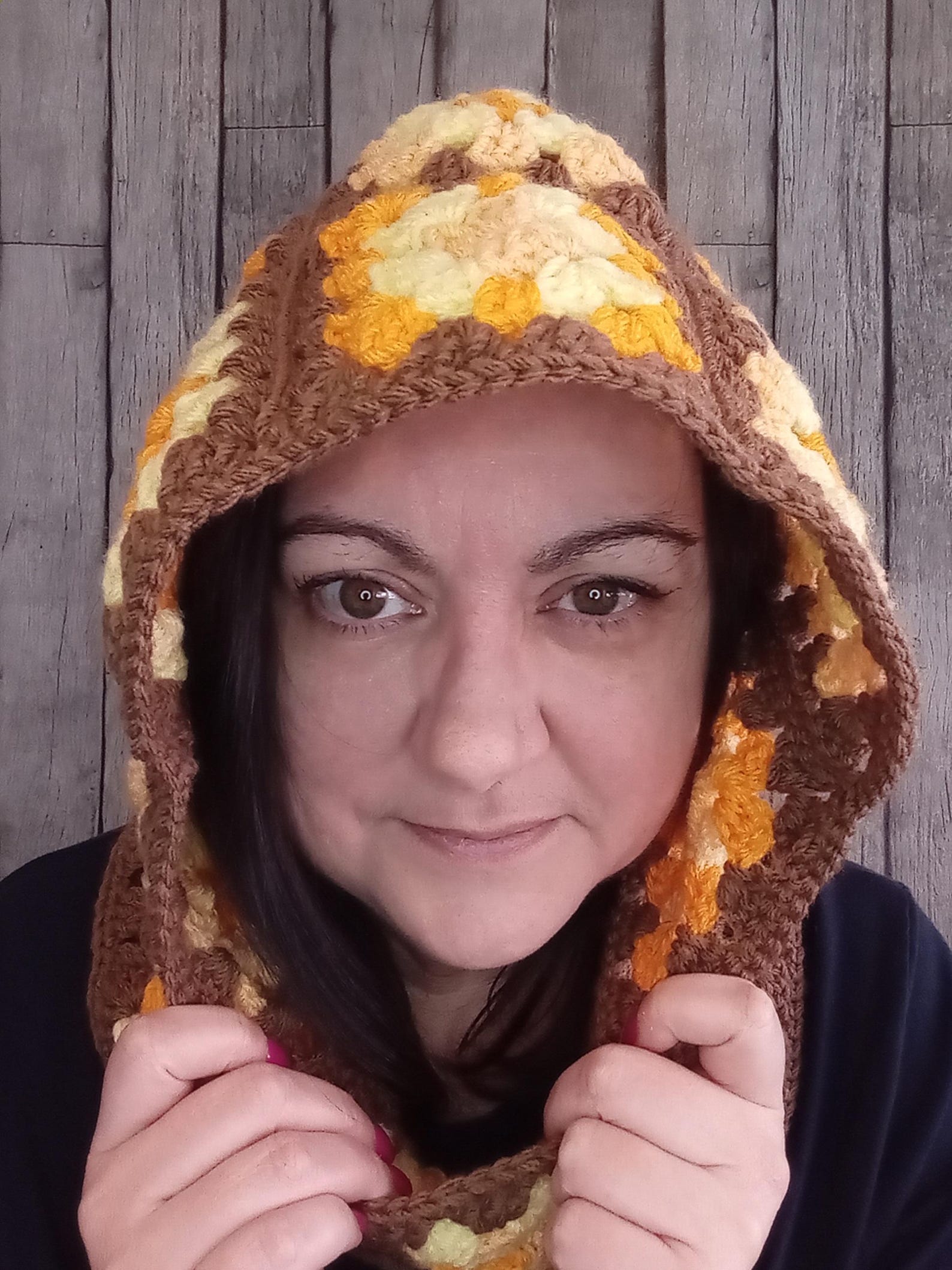 Yellow Gold Brown Balaclava, Granny Square Hood, Ski Mask, Retro ...