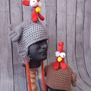 Chicken Hat, Rooster Beanie, Bird Beanie, Cock Chook, Gift for Farmer ...