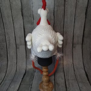 Chicken Hat, White Rooster, Funny Bird Beanie, Gift for Farmer Rancher ...