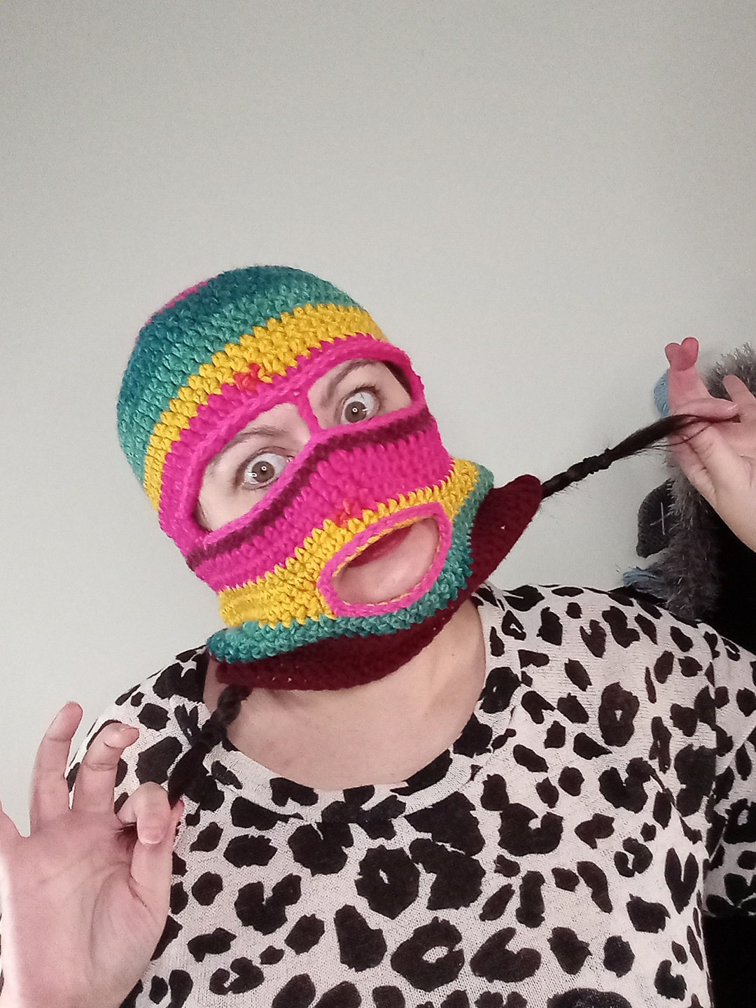 Ski Mask, Balaclava, Colorful Hood, Striped Multicolor, Strange Weird ...