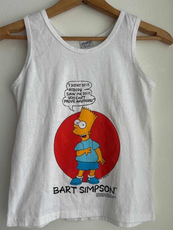 Vintage Bart Simpson Tank Top: 90s Licensed Merch, Ki… - Gem