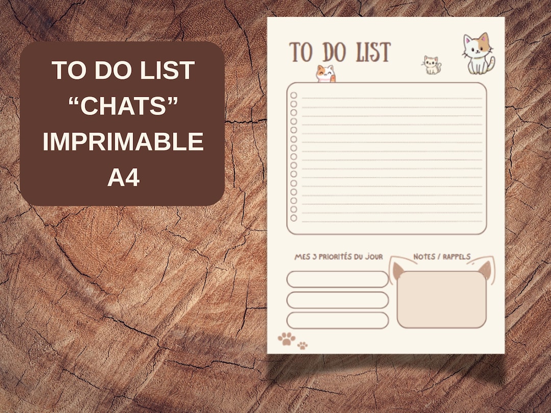 Printable Cat to Do List – Cute Printable Task List – PDF Planner ...