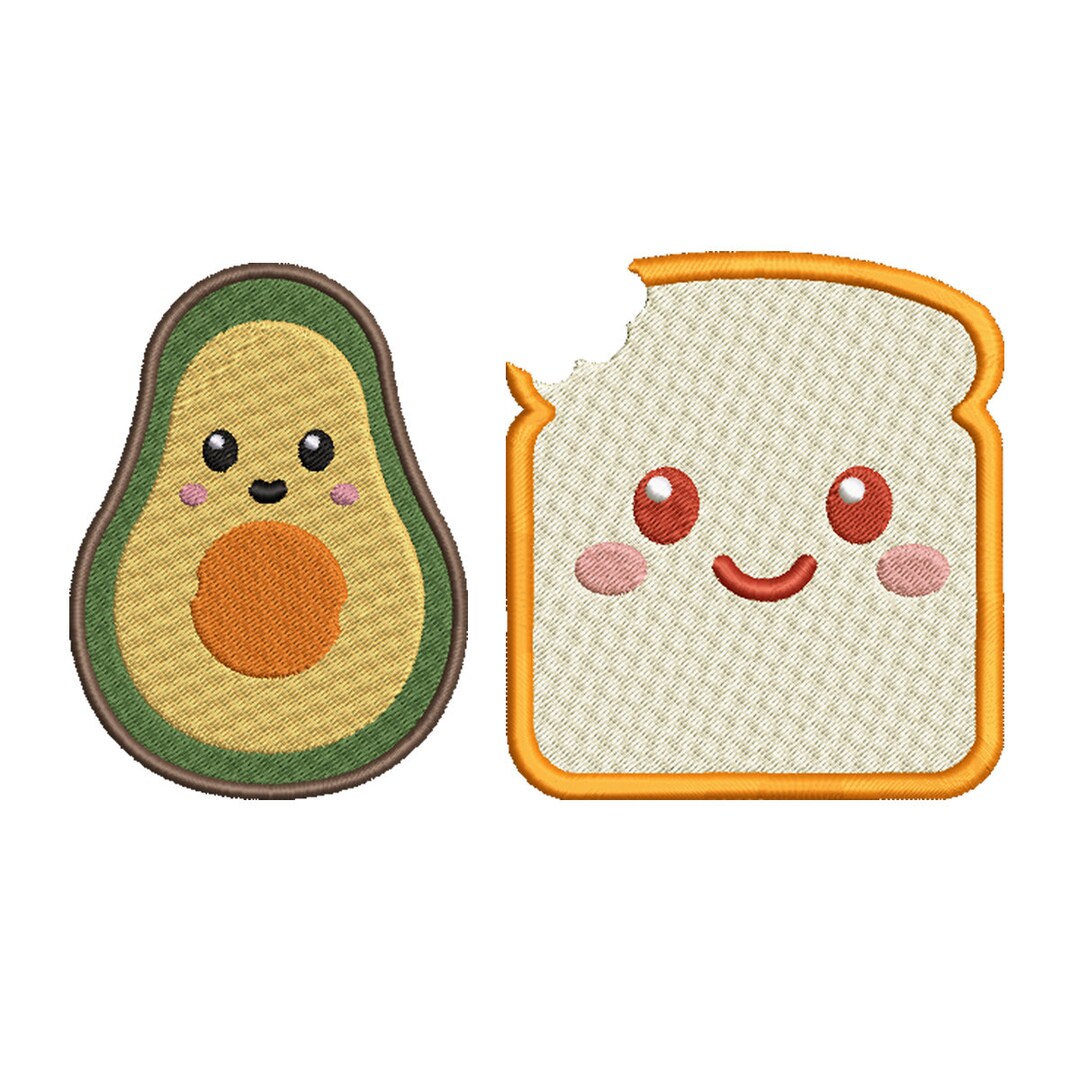 Kawaii Cute Food Avocado Toast Embroidery Design Bundle Cute Food ...