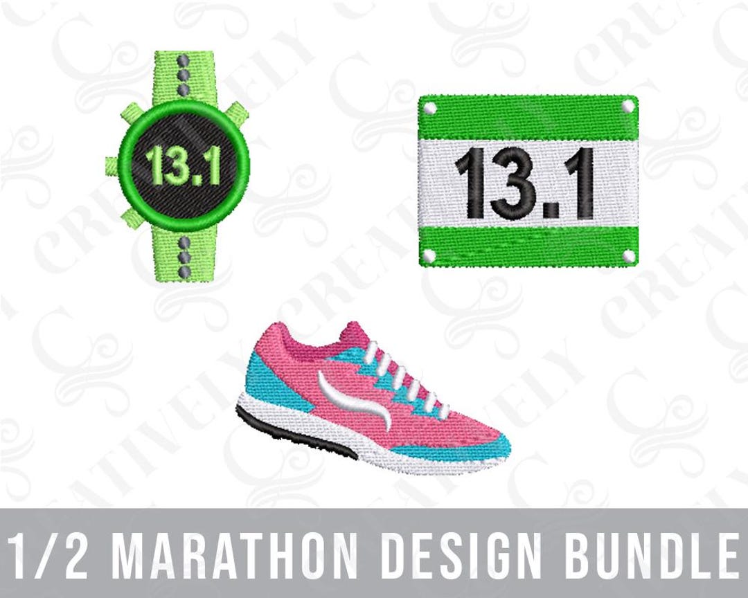 1/2 Half Marathon 13.1 Machine Embroidery Design Bundle, Marathon ...