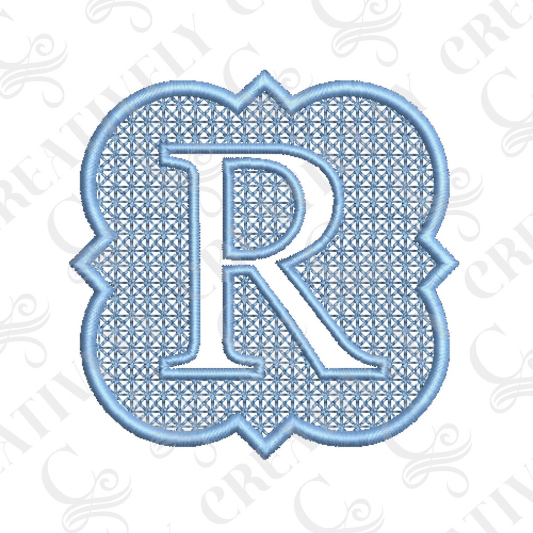 Embossed Letter R Machine Embroidery Monogram, Monogram for Towels ...