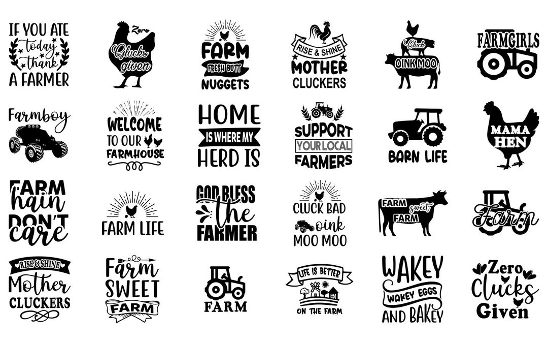 Farm Quotes Bundle SVG PNG DXF Files, Cut Files for Cricut Silhouette ...