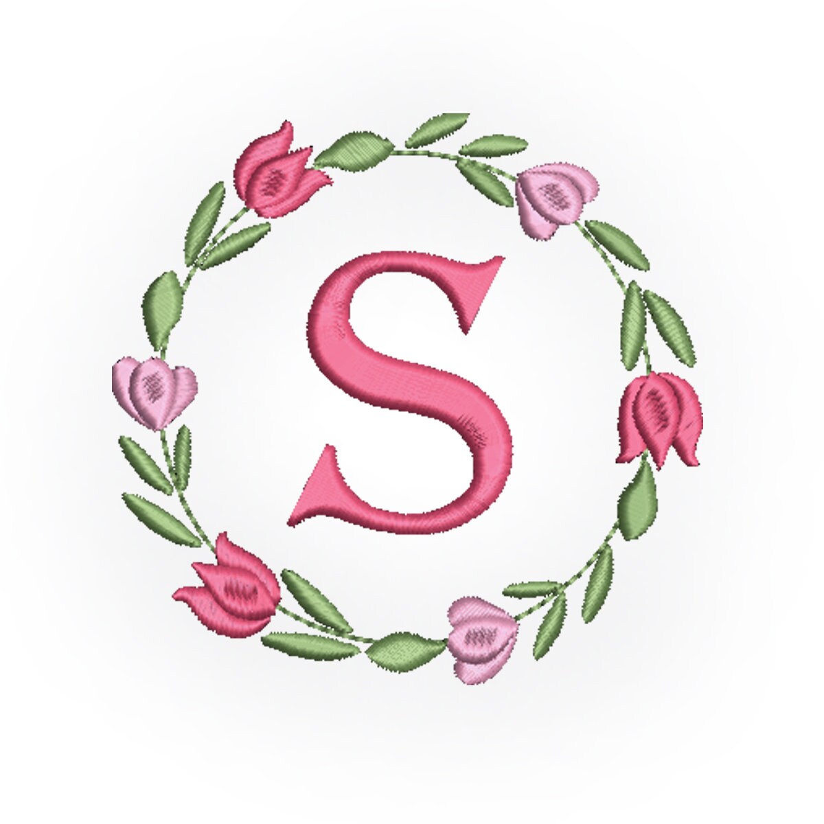 Tulip Monogram Frame, Embroidery File Download, Floral Monogram, Floral ...
