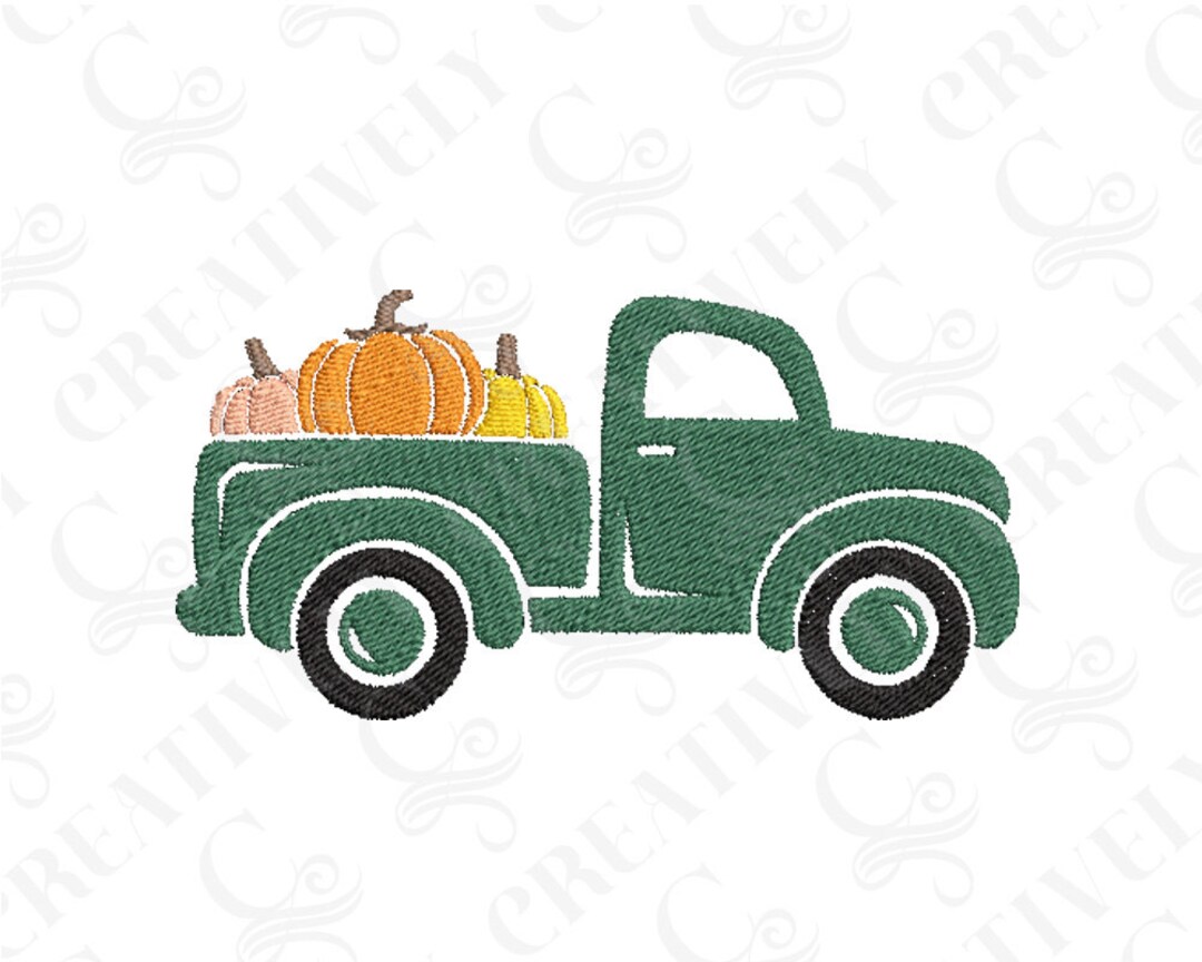 Pumpkin Truck Fall Embroidery Design, Halloween Machine Embroidery ...