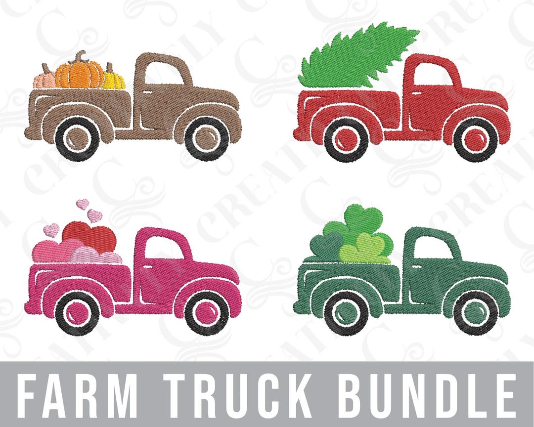Farm Truck Embroidery Design Bundle, Pumpkin Christmas Valentine St ...