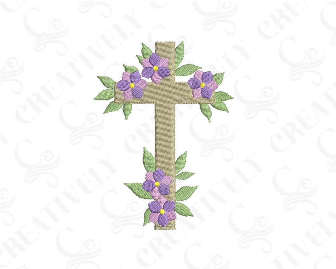 Christian Flower Cross Embroidery Design Download, 4 Sizes, Catholic ...