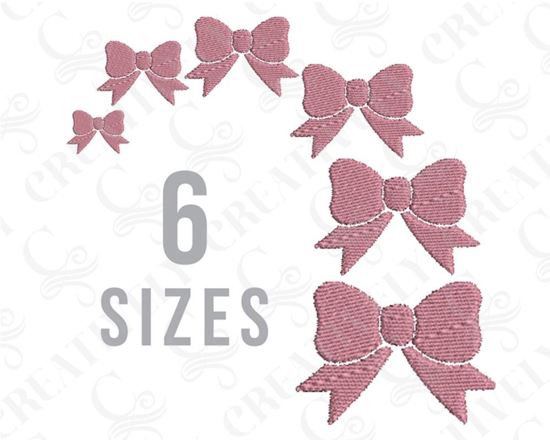 Bow Embroidery Design, Bow Design, Embroidery File Download, 6 Sizes ...