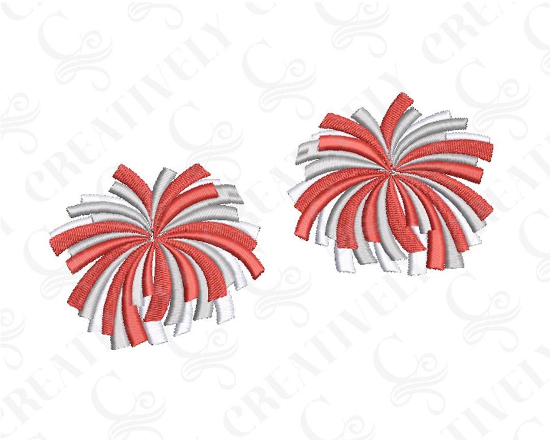 Cheerleader Pom Poms Machine Embroidery Design Bundle, 6 Sizes, Cheer ...