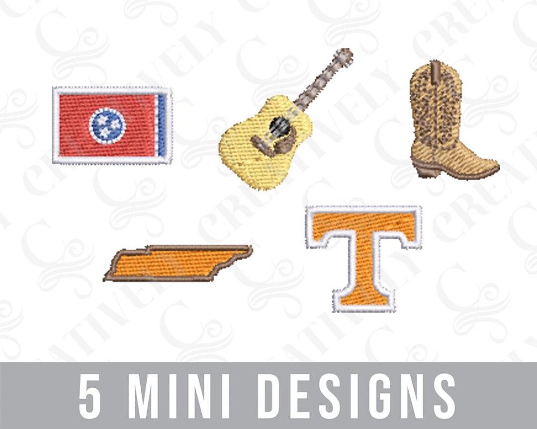 Tennessee Mini Embroidery Design Bundle, Tennessee Mini Designs, 5 ...
