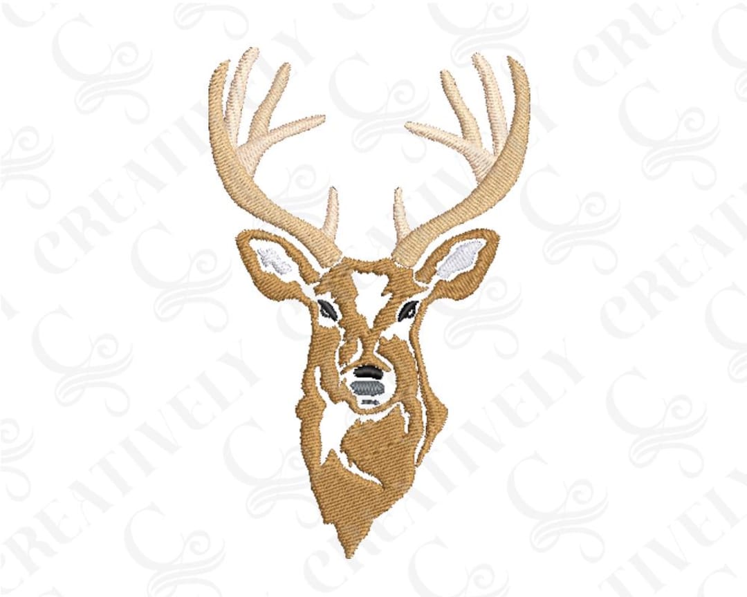Deer Buck Embroidery File Download, 6 Sizes, Deer Head Buck Head, Deer ...