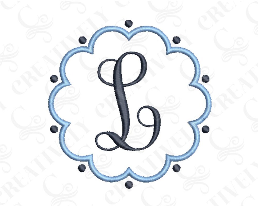 Scallop Monogram Frame Machine Embroidery Design, 4 Sizes, Traditional ...