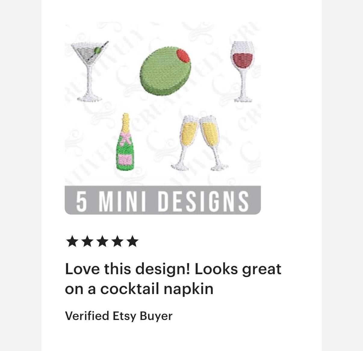 Cocktail Mini Embroidery Machine Embroidery Design Bundle, Quick Stitch ...