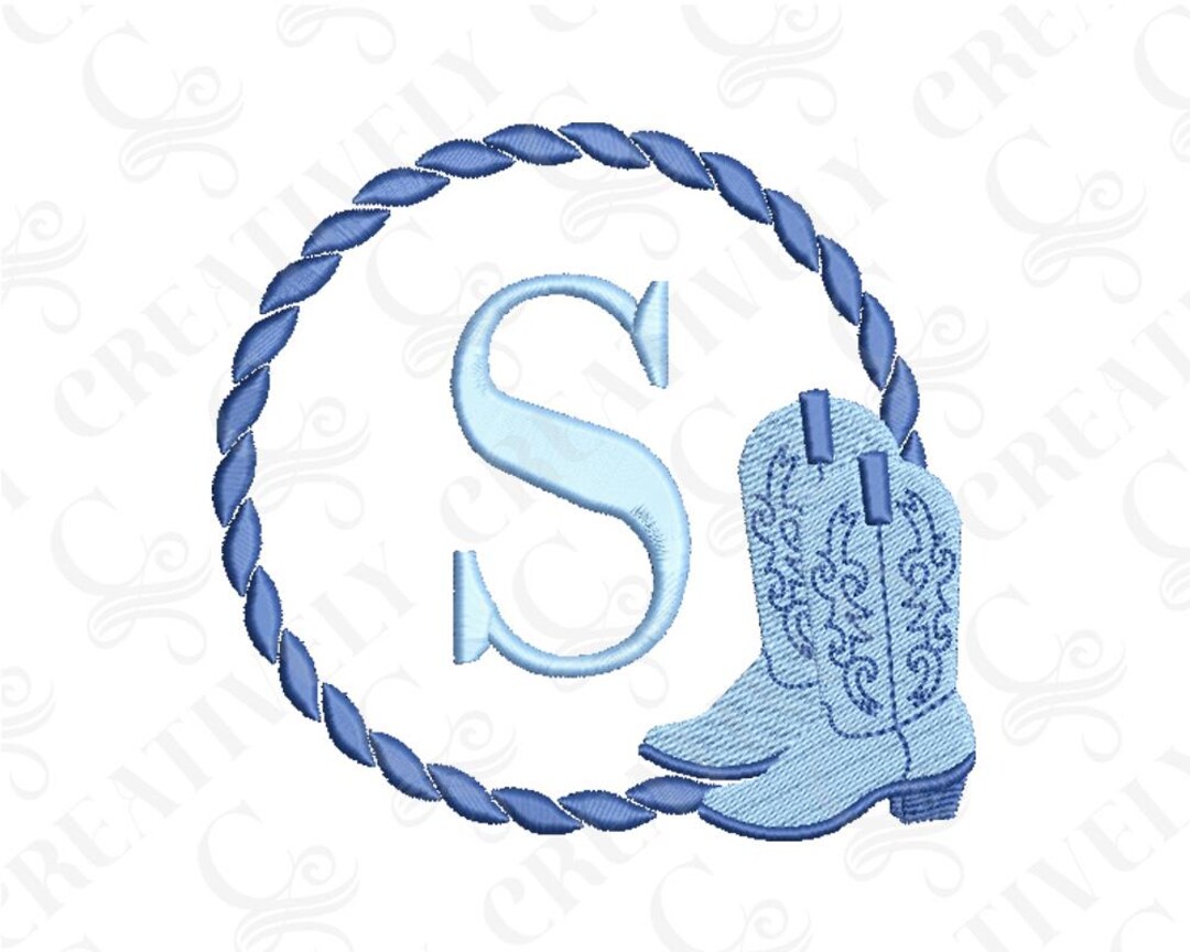Western Cowboy Lasso Monogram Frame Embroidery Design, Western Monogram ...