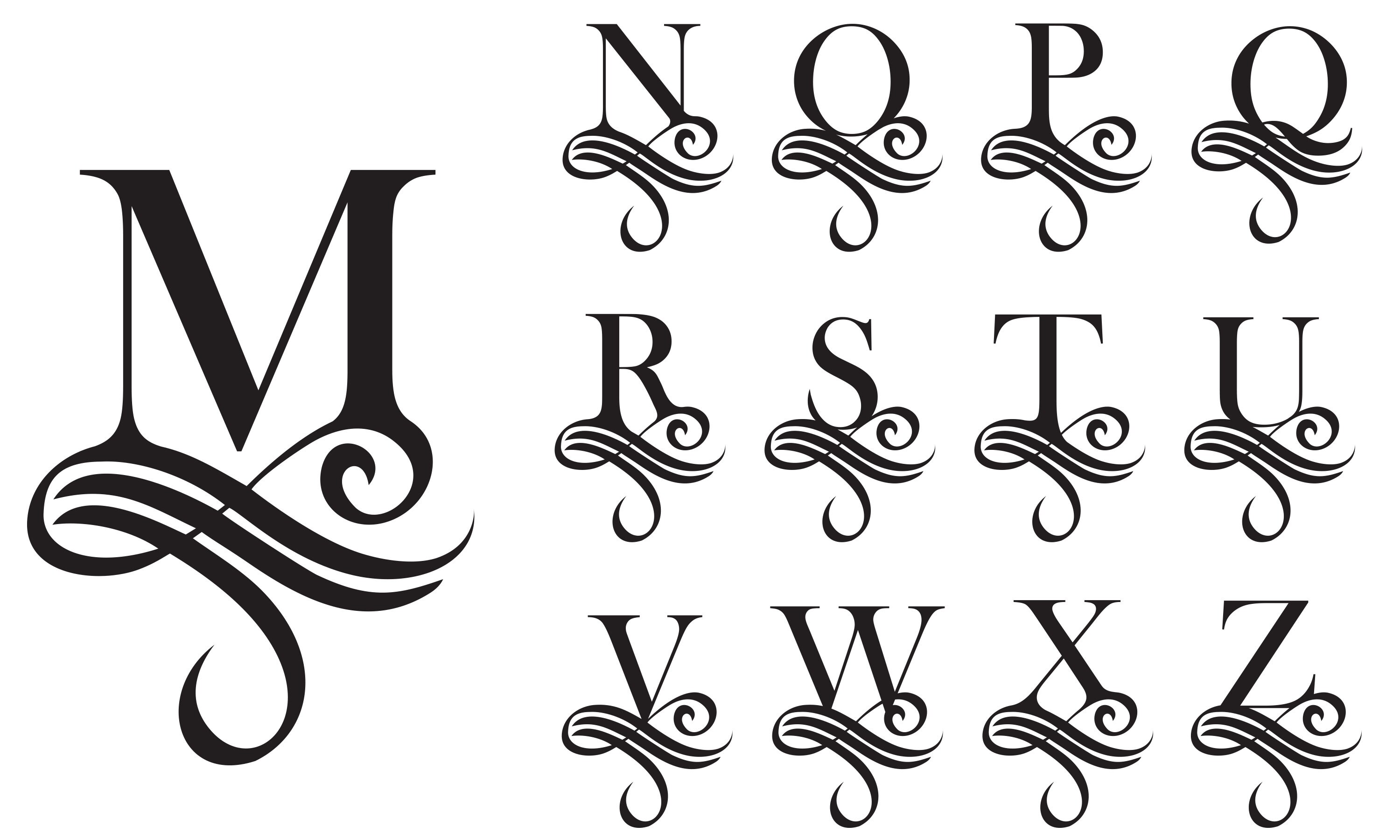 Swirl Font Swirl Complete Alphabet Decorative Font SVG PNG - Etsy