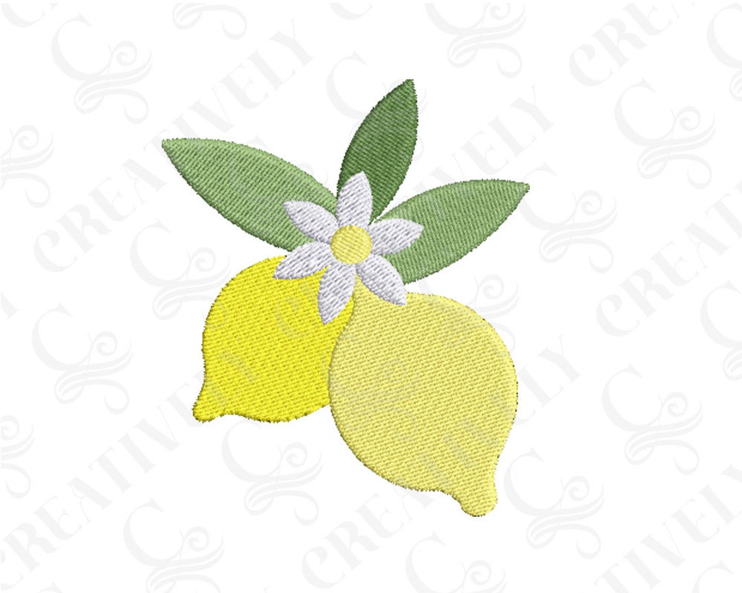 Lemon Fruit Embroidery Design, Lemon Fruit Botanical Embroidery Design ...