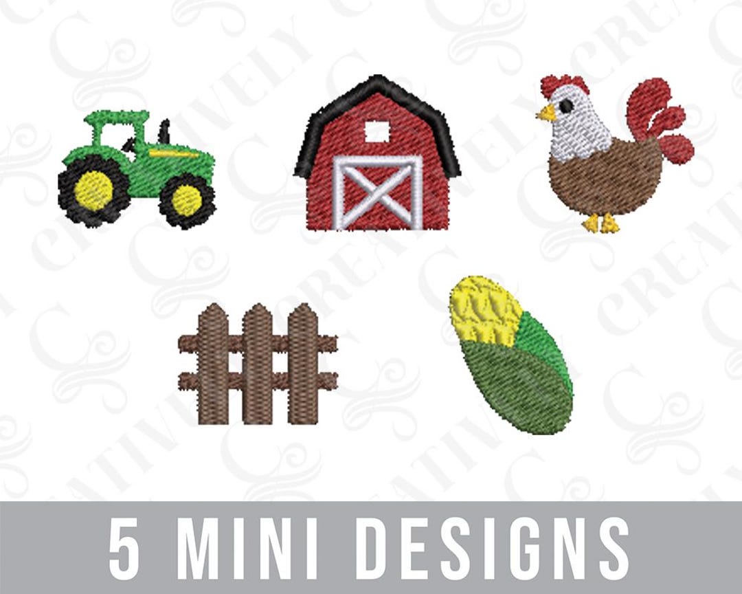 Farm Mini Machine Embroidery Design Bundle, Barn Farm Mini Designs, 5 ...