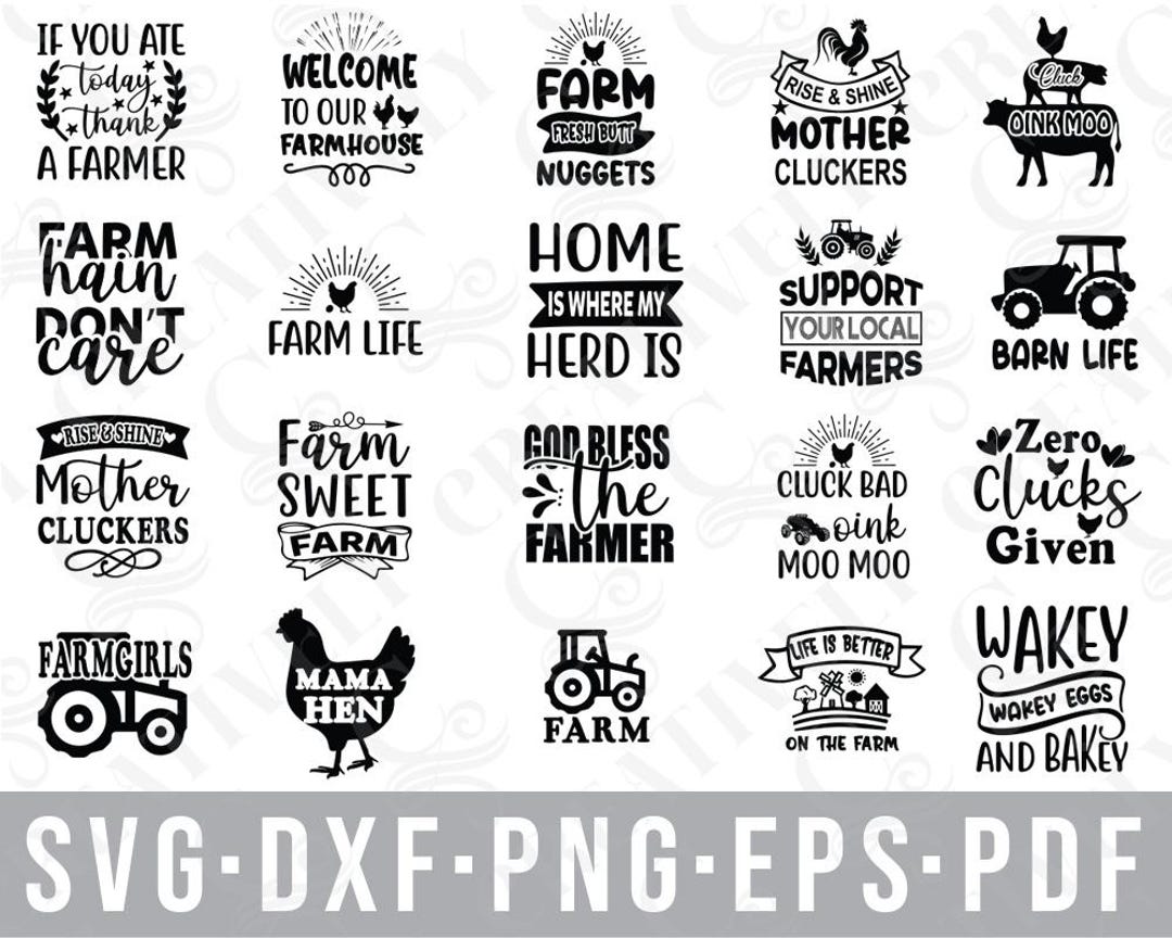 Farm Quotes Bundle SVG PNG DXF Files, Cut Files for Laser Cricut ...
