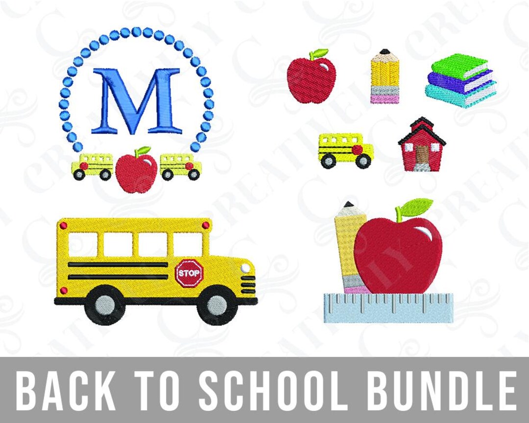 School Back to School Embroidery Design Bundle, School Embroidery File ...